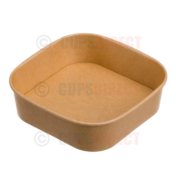 Kraft Square Paper Bowls, 500ml, 650ml, 1000ml, 1300ml - Microwavable ...