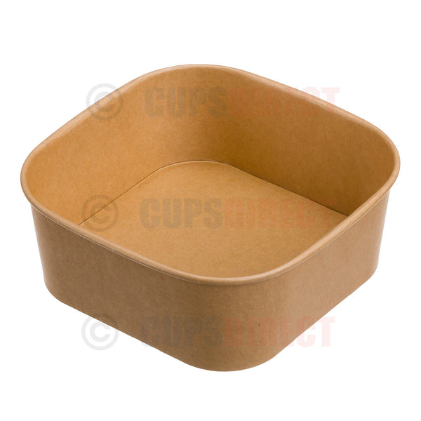 Kraft Square Paper Bowls, 500ml, 650ml, 1000ml, 1300ml - Microwavable ...