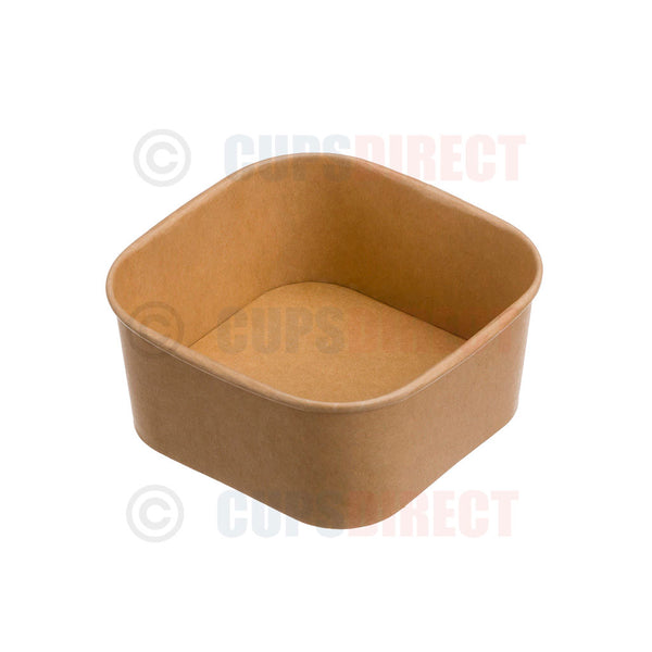 Kraft Square Paper Bowls, 500ml, 650ml, 1000ml, 1300ml - Microwavable ...