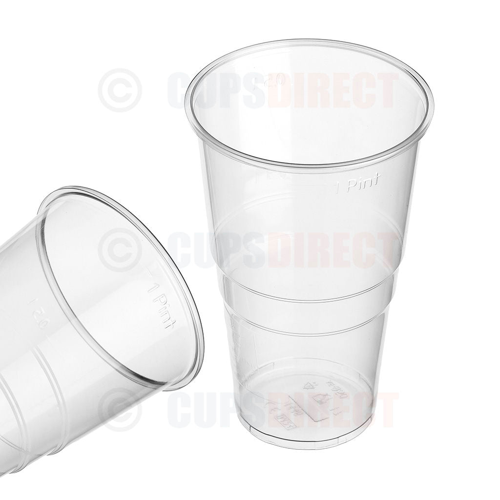 1000x PP Plastic Pint Glass -One Pint CE Flexi Marked Beer Cup | CupsDirect