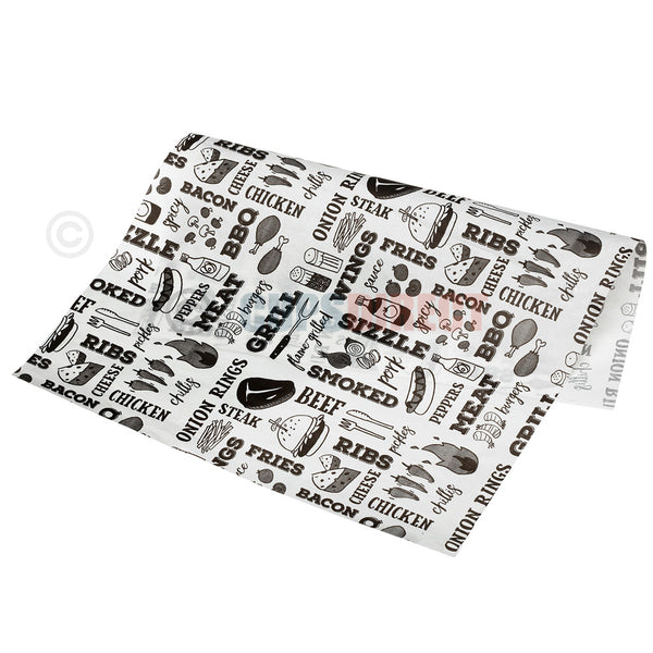 Grill Greaseproof Paper Sheets - Grill Print Food Wrap | CupsDirect