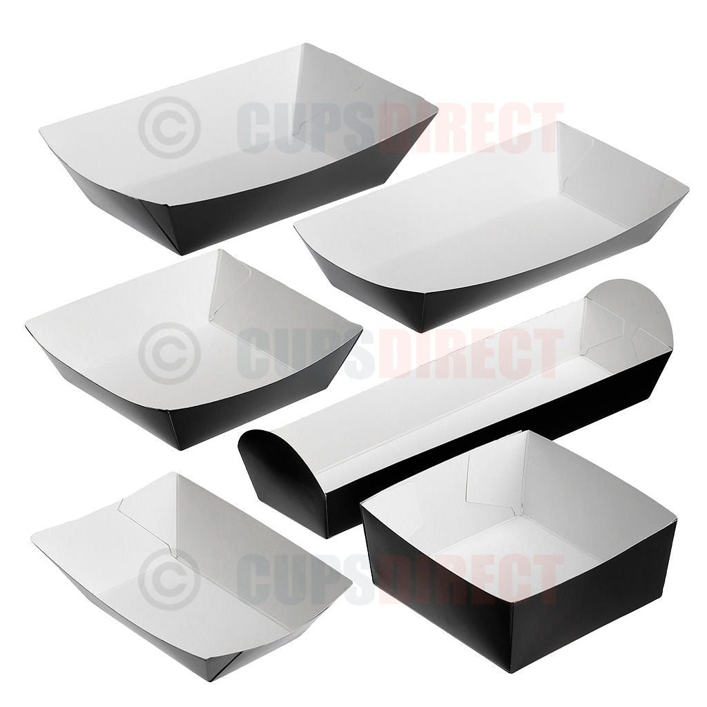 Black Compostable Paper Food Trays | 6 Sizes