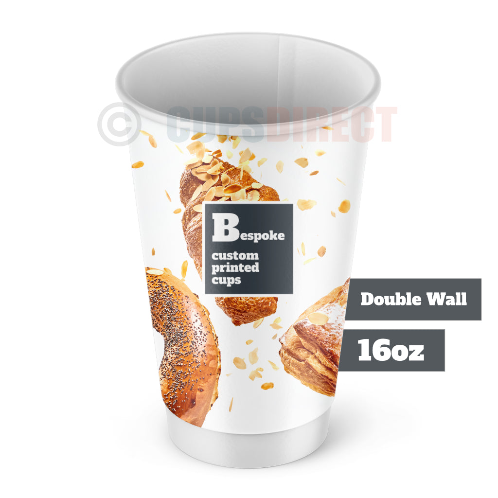 16oz Custom Print Double Wall Cup | Branded 90mm Coffee Cups
