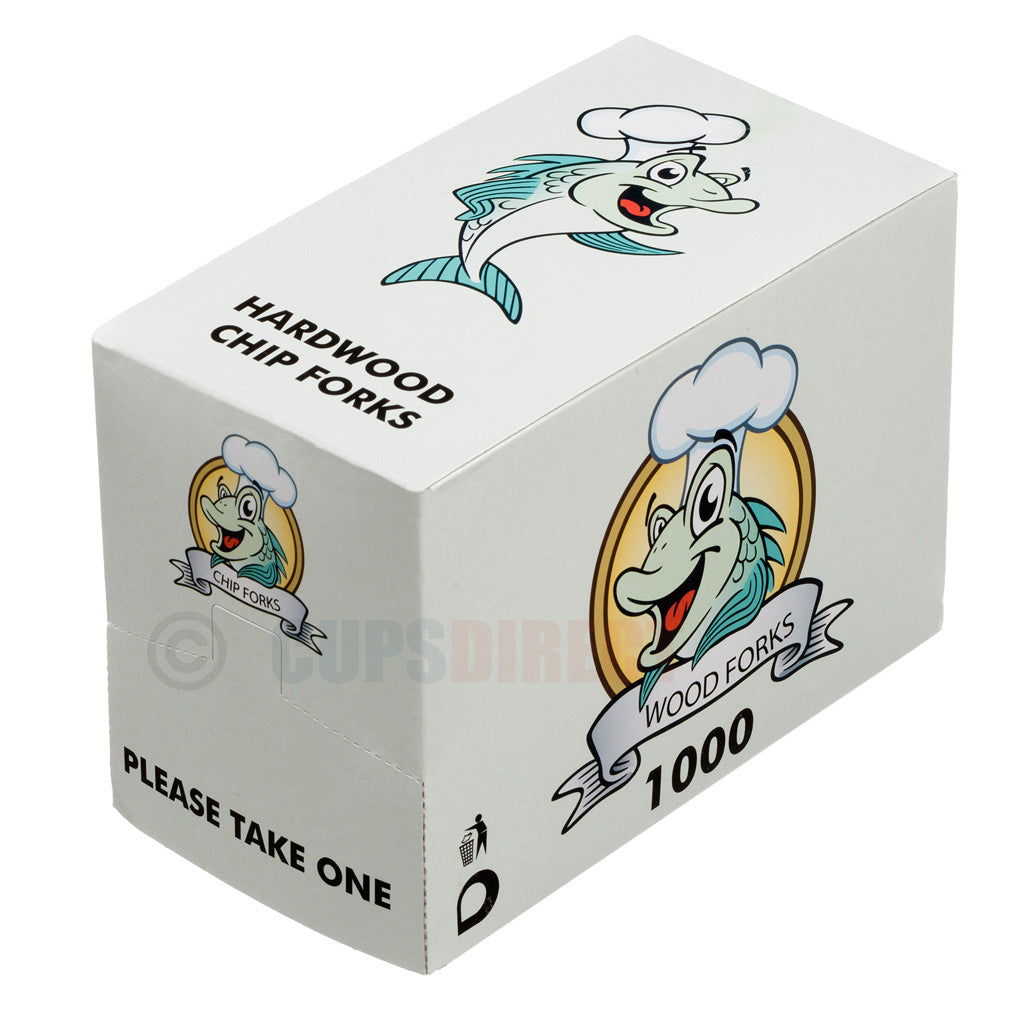 Wooden Chip Forks - Chip Shop Style Cutlery Fork in Dispenser Box ...