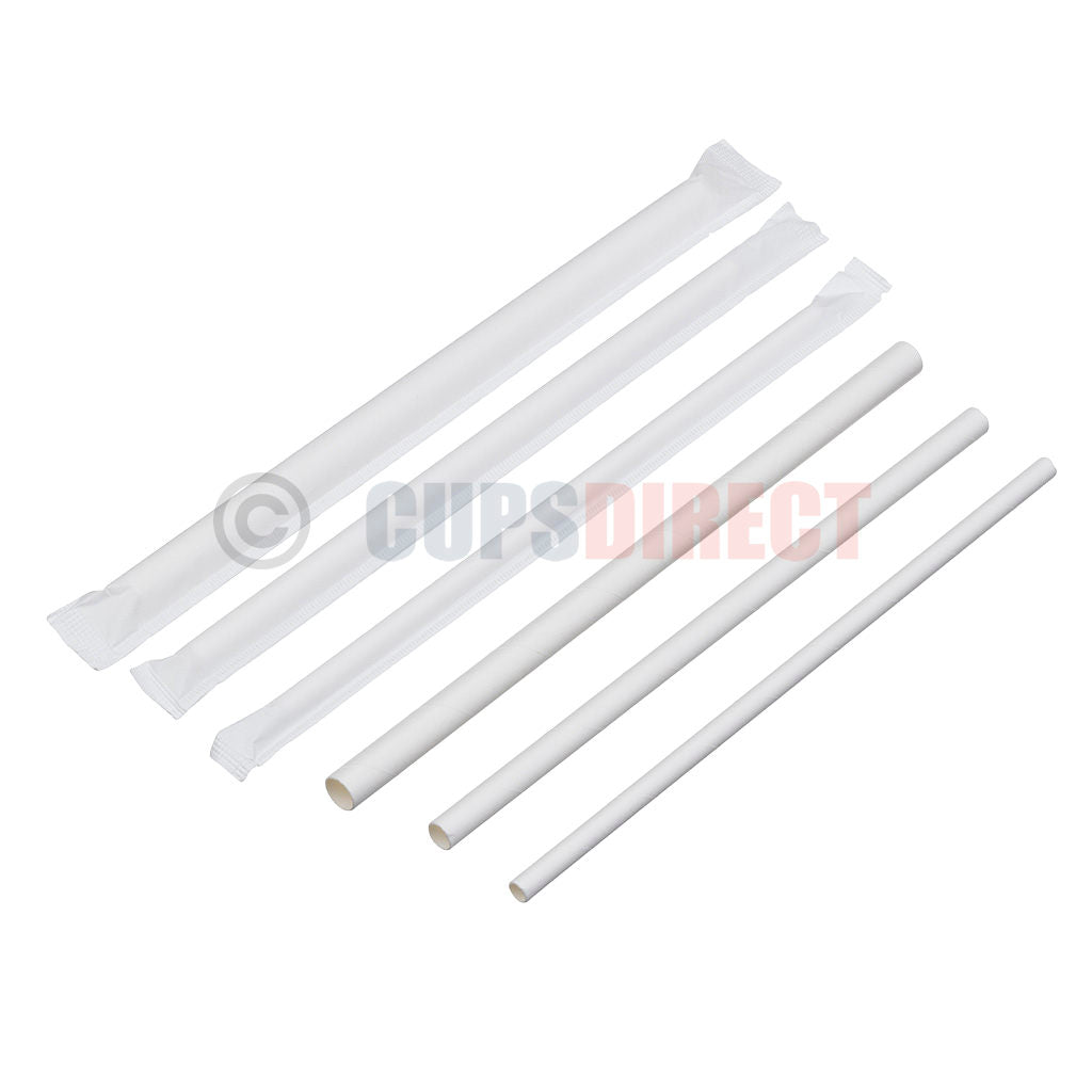 Individually Wrapped White Paper Straw Range, 6 / 8 / 10mm drink Straws ...