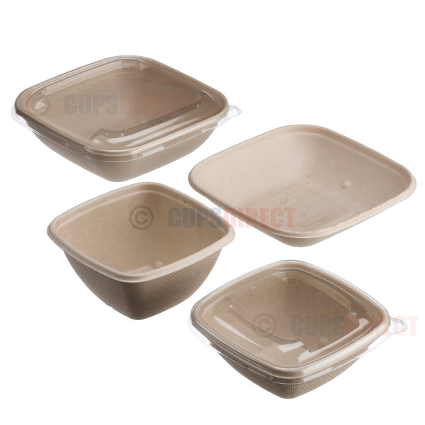 Sabert BePulp Square Bowl Range - Compostable Food Packaging | CupsDirect