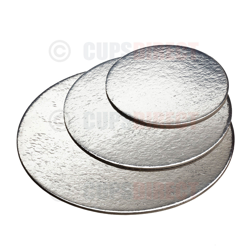 Silver Cake Board Base Range - 6, 8 or 10 inch dessert boards. | CupsDirect