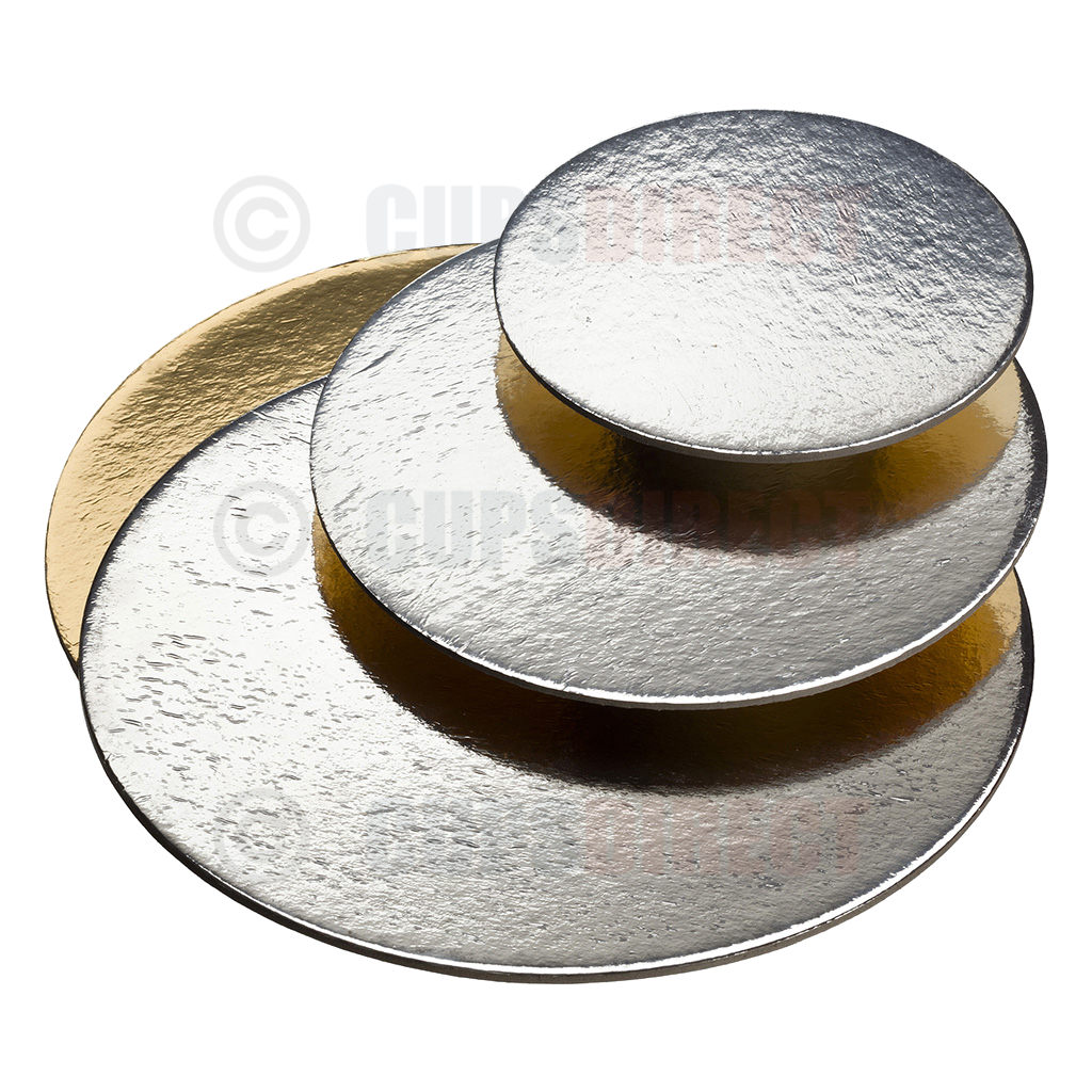 Silver Cake Board Base Range - 6, 8 or 10 inch dessert boards. | CupsDirect