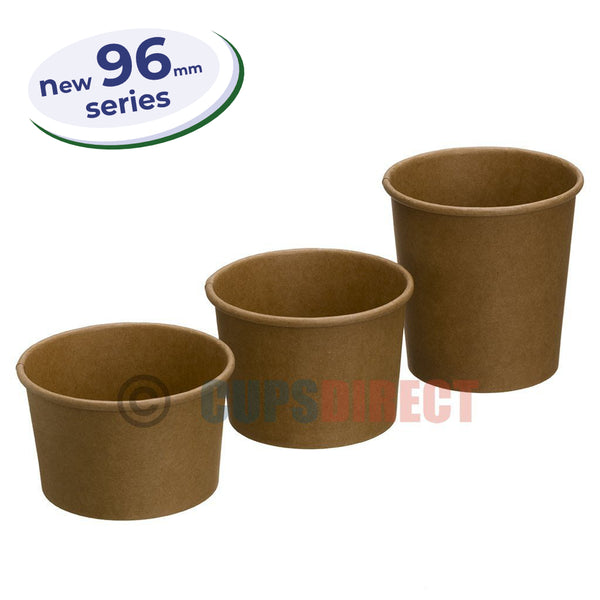 500x Kraft Heavy Duty Soup Pot Bowl - 96 Series Hot Food Container ...